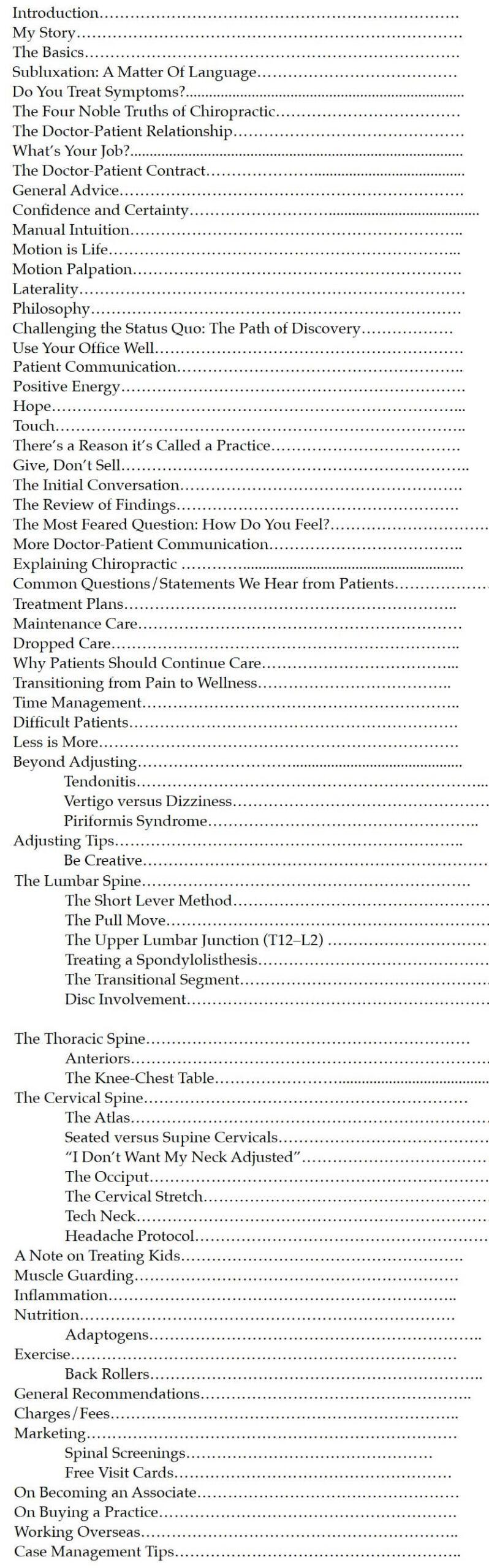 Table of Contents - Chiropractic Notes